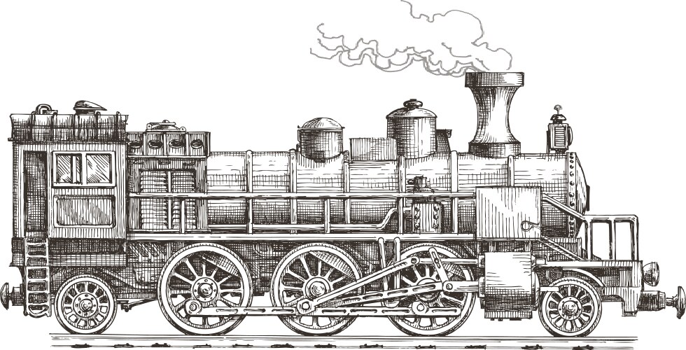 Retro Steam Train Sketch Royalty Free Vector Image