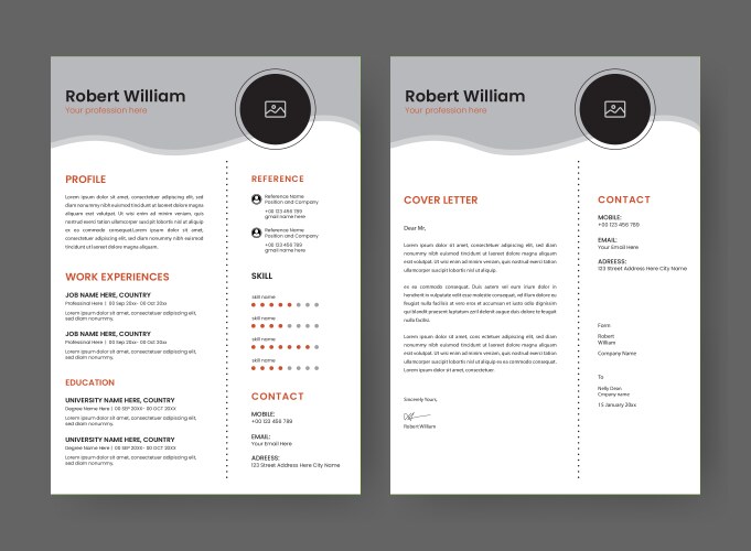 Resume and cover letter layout set template Vector Image