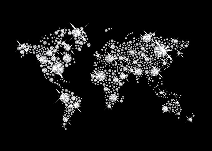 Sparkling Diamond World Map – Royalty-Free Vector | VectorStock