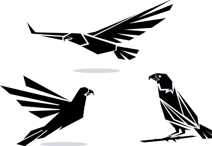 Retro flying eagle falcon hawk with iceberg Vector Image