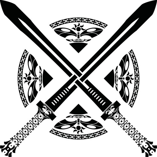 Set historical shields with ribbons and swords Vector Image