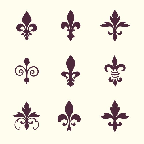 Set of emblems fleur de lys symbols Royalty Free Vector