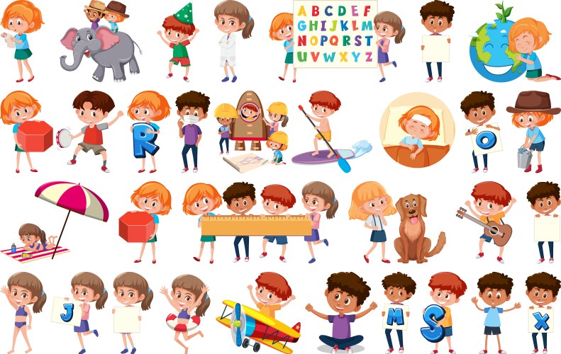 Set children character Royalty Free Vector Image