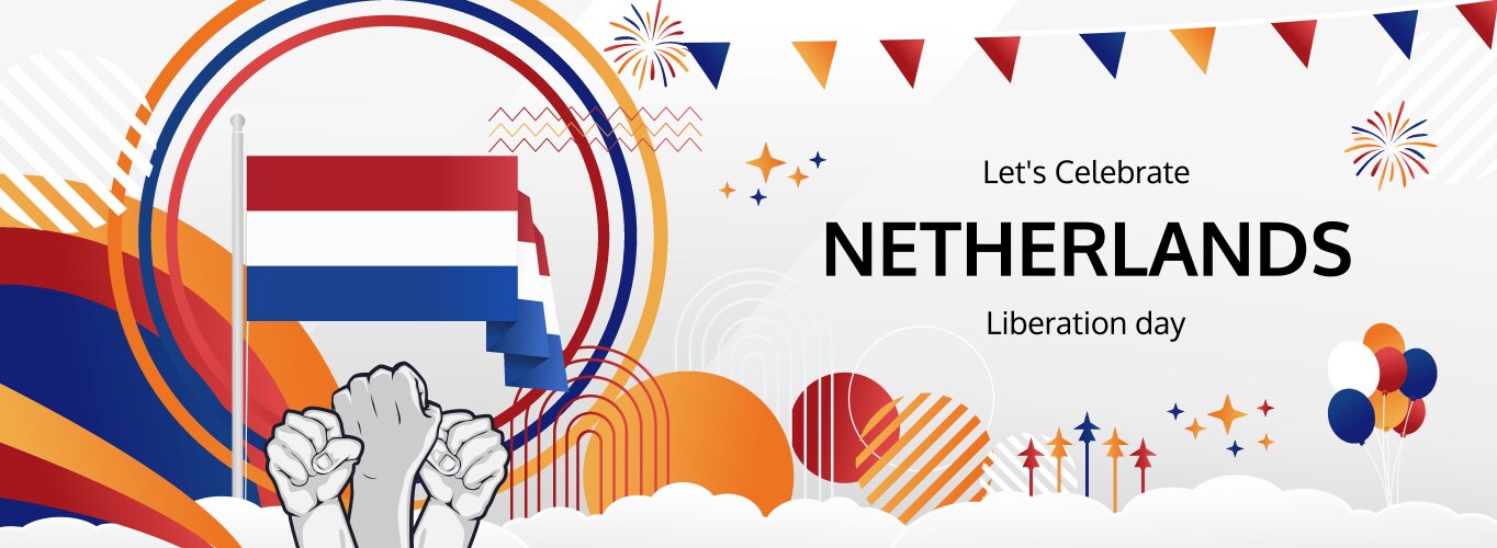 Netherlands liberation day modern greeting banner Vector Image
