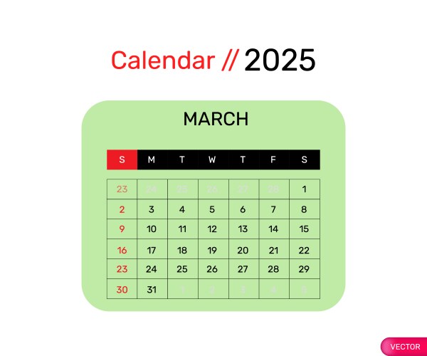 March 2025 Calendar Vector Images (over 2,700)