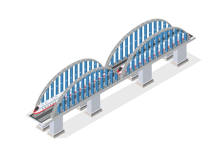 Isometric arch bridge Royalty Free Vector Image