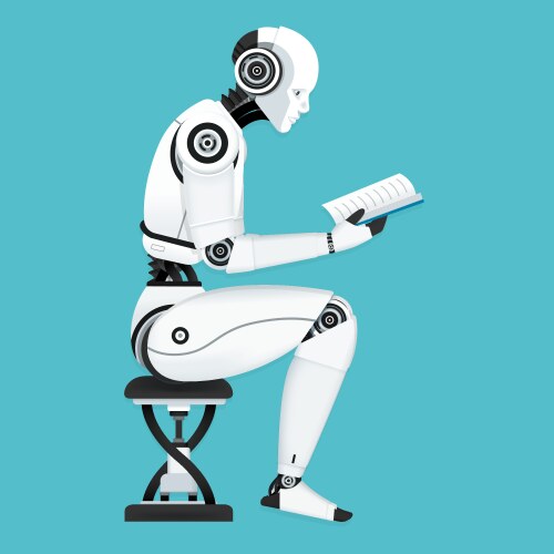 Funny ai learning robot Royalty Free Vector Image