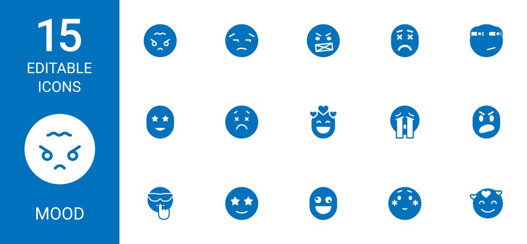 15 expression icons Royalty Free Vector Image - VectorStock