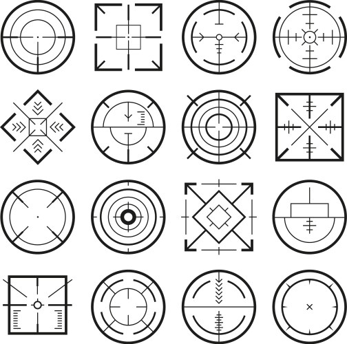 Target icon set of different targets military Vector Image