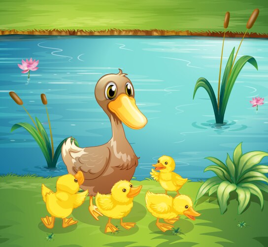 Cartoon duck family Royalty Free Vector Image - VectorStock