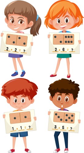 Student boy holding number cartoon character Vector Image