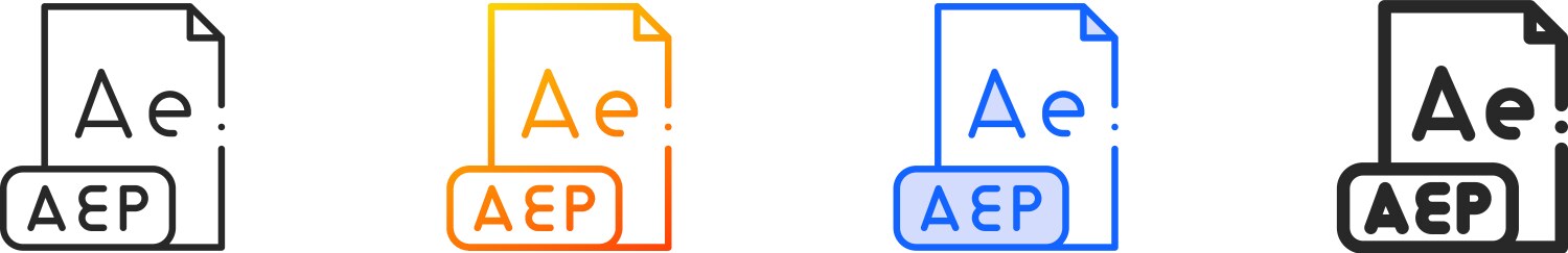 Ai iconthin linear gradient blue stroke and bold Vector Image