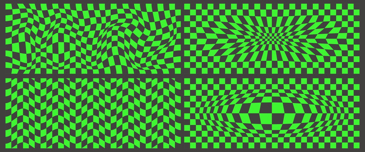 Checkerboard pattern black and green psychedelic Vector Image