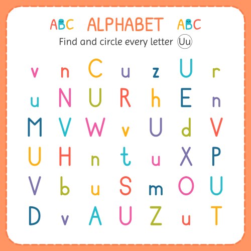Find and circle every letter f worksheet Vector Image