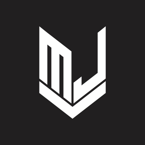 Mj logo monogram with shield shape isolated blue Vector Image