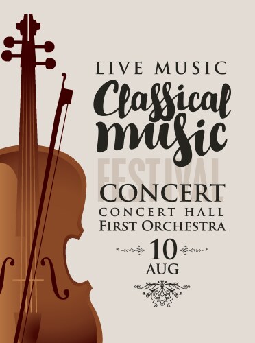 Poster for concert of classical music with violin Vector Image