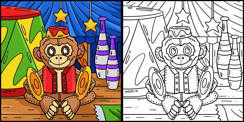 Circus cannon coloring page colored Royalty Free Vector