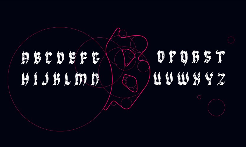 Mika font display line outline cyber sharp Vector Image