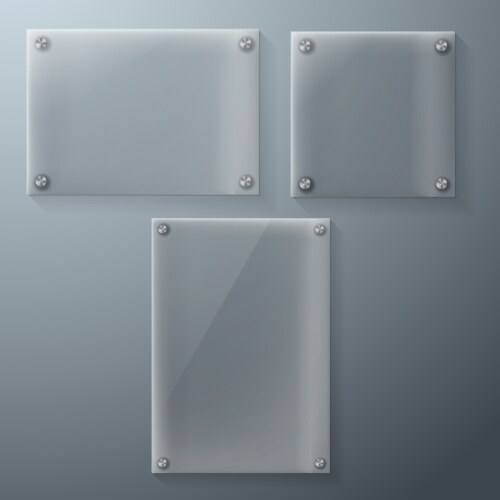 Realistic glass frame template set Royalty Free Vector Image