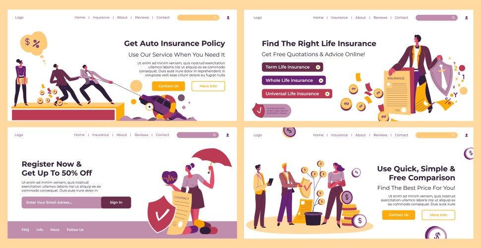 Life insurance poster template flat design Vector Image