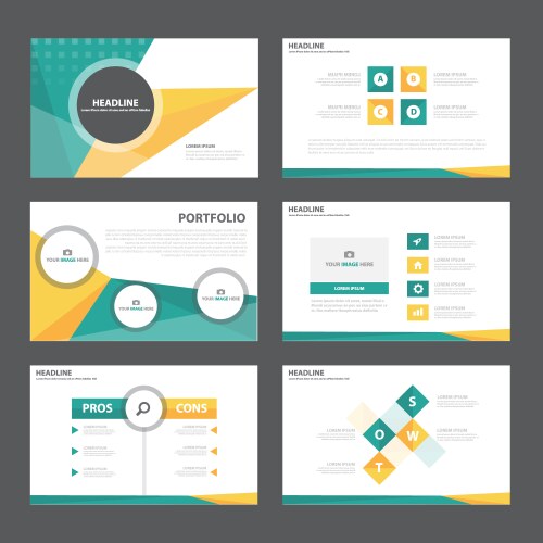 Red yellow green presentation templates set Vector Image