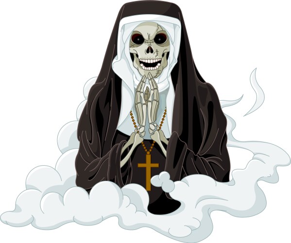 Smiling nun with bible and rosary Royalty Free Vector Image