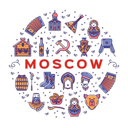 Collection of russia icons Royalty Free Vector Image