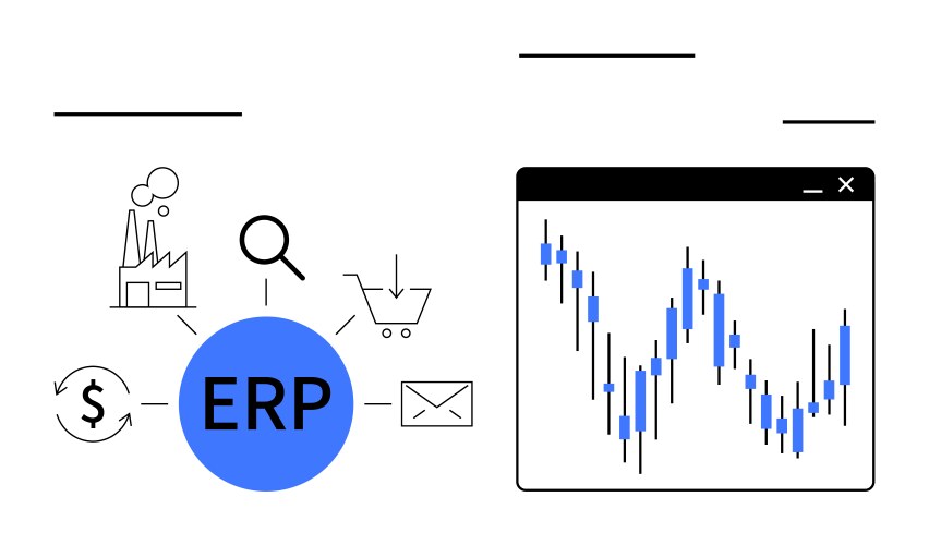 Erp system integration with industry icons Vector Image