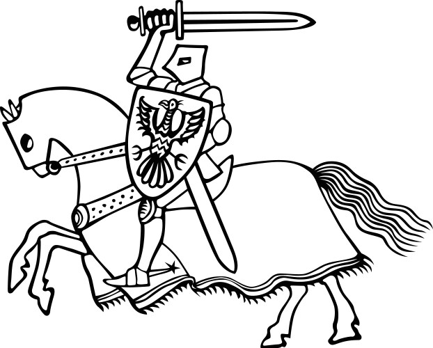 Knight in armor cartoon coloring page Royalty Free Vector