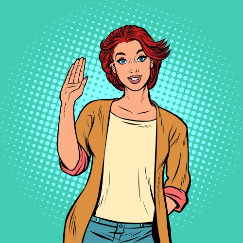 Cartoon Girl Saying Hello Vector Images (over 570)