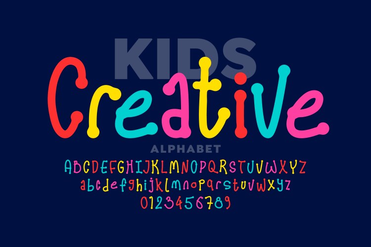 Kids style playful font Royalty Free Vector Image