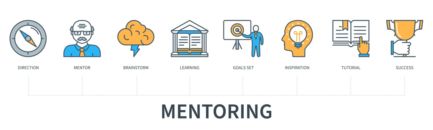 Mentoring concept with icons Royalty Free Vector Image