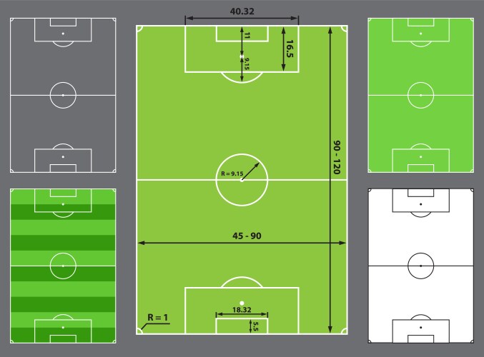Soccer Field Dimensions and Layout Royalty Free Vector Image
