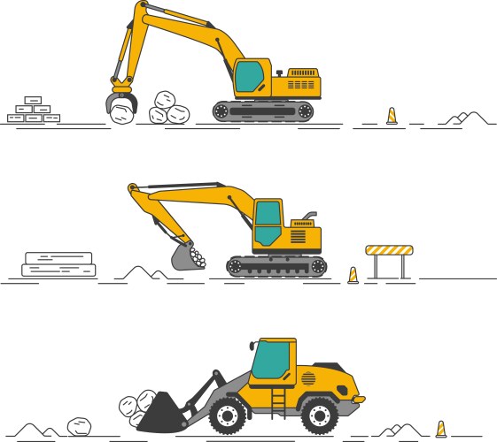 Excavator work under construction Royalty Free Vector Image