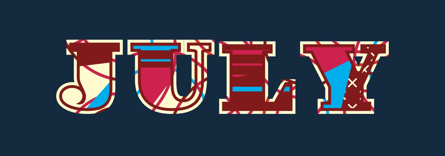 July theme word art Royalty Free Vector Image - VectorStock