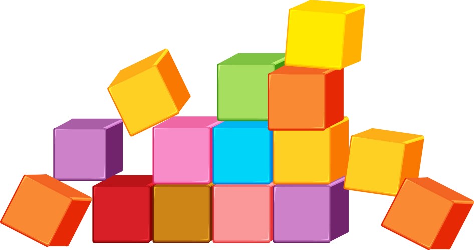 Plastic building blocks toy bricks cartoon icon Vector Image
