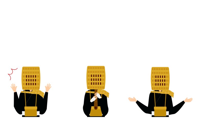 Buddhist monk pose set whole body Royalty Free Vector Image