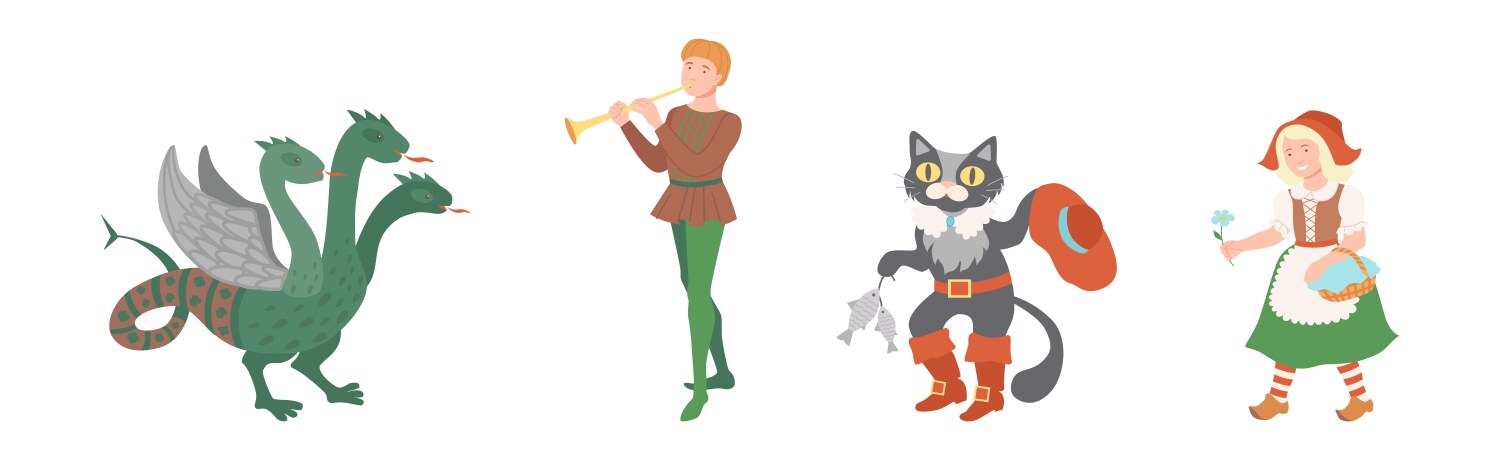 Fairy tales characters with queen bard jester Vector Image