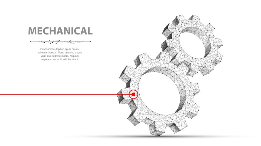 Gears abstract wireframe two gear 3d Royalty Free Vector