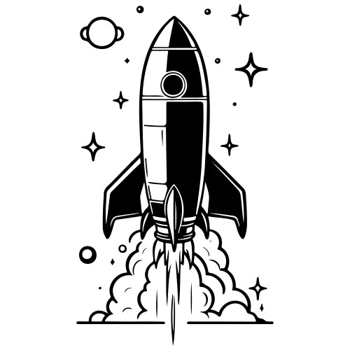 Vintage rocket drawing realistic outline line – Royalty-Free Vector ...