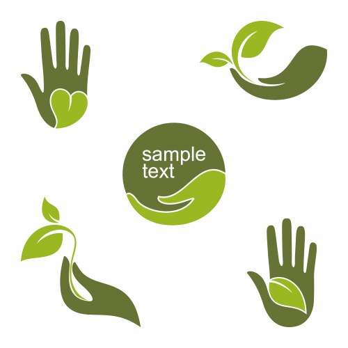 Hands and leaves Royalty Free Vector Image - VectorStock