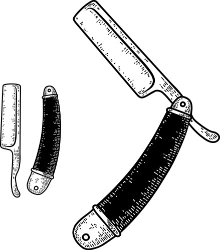 Folding straight razor ink sketch Royalty Free Vector Image