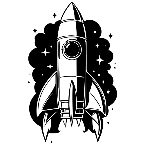 Vintage rocket drawing realistic outline line – Royalty-Free Vector ...