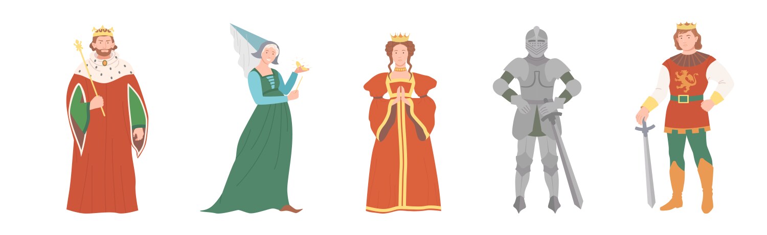 Fairy tales characters with monk magician king Vector Image
