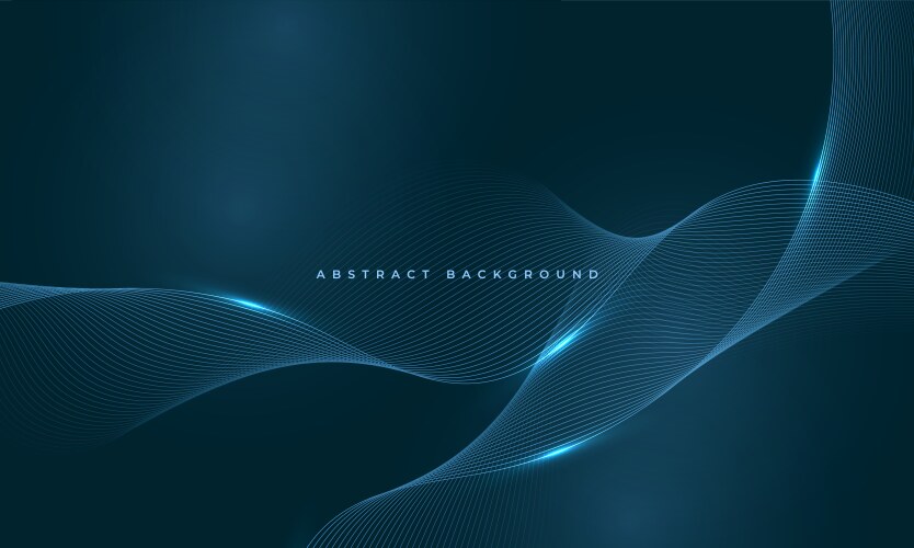 Glowing blue wavy lines on abstract technology Vector Image