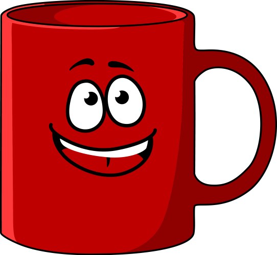 Colorful red cartoon mug of coffee Royalty Free Vector Image