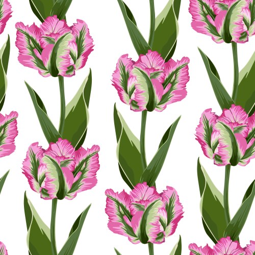 Beautiful fashion fabric pattern with tulip Vector Image