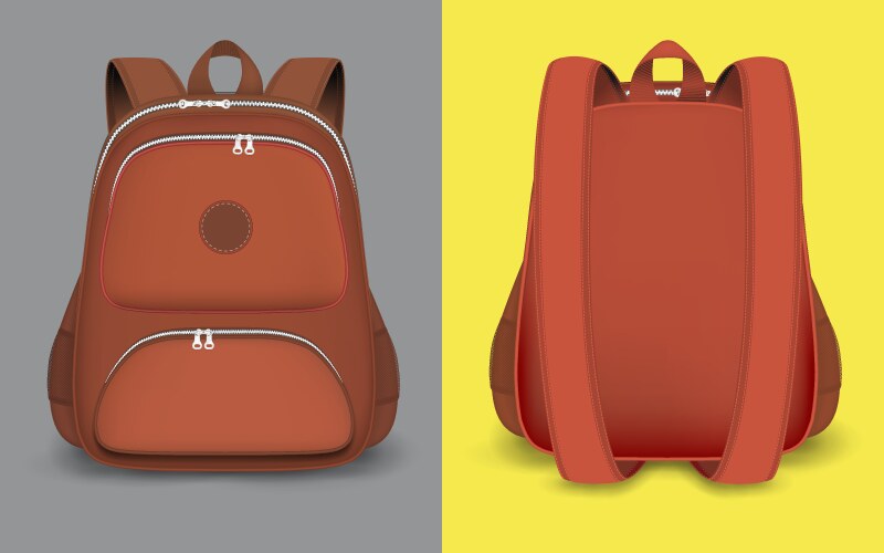 Backpack mockup set isolated Royalty Free Vector Image