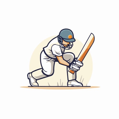 Cricket player in action design element Royalty Free Vector