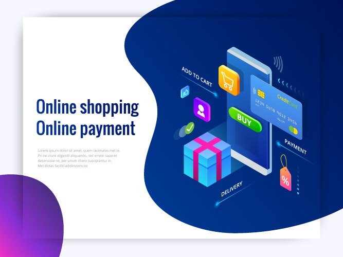 Concept of isometric payment method people Vector Image